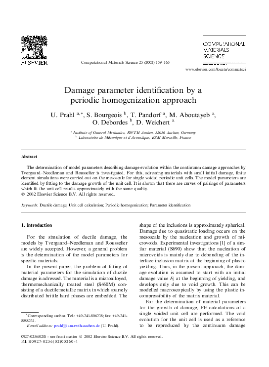 (PDF) Damage parameter identification by a periodic homogenization approach