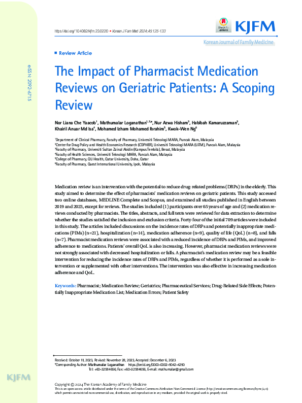 (PDF) The Impact of Pharmacist Medication Reviews on Geriatric Patients ...