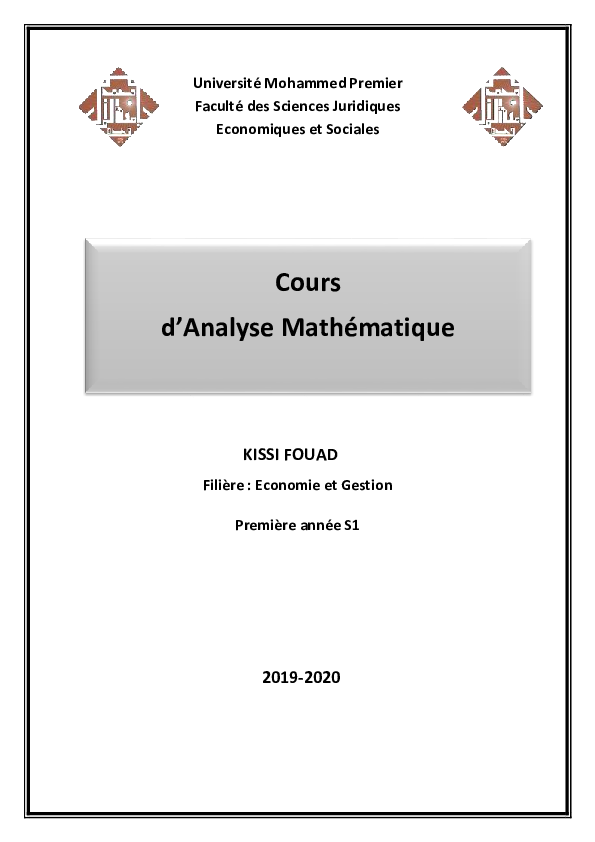 (PDF) Polycopié d'Analyse mathématique