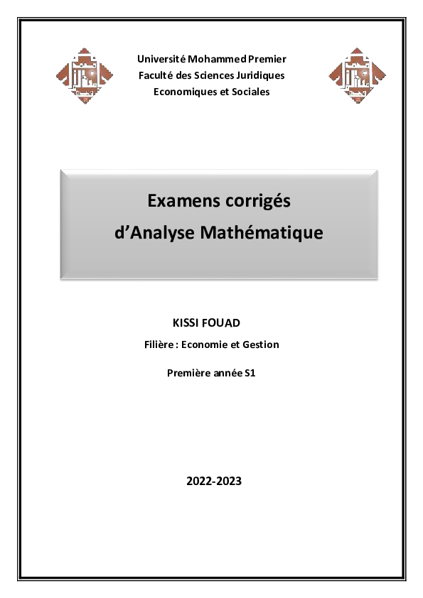 (PDF) Examens corrigés d'analyse mathématique
