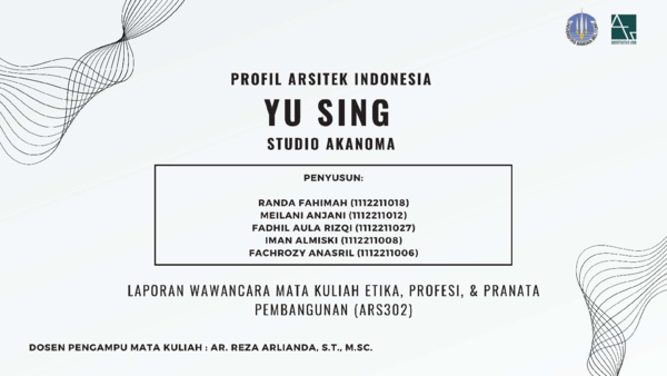 (PDF) PROFIL ARSITEK INDONESIA YU SING AKANOMA STUDIO