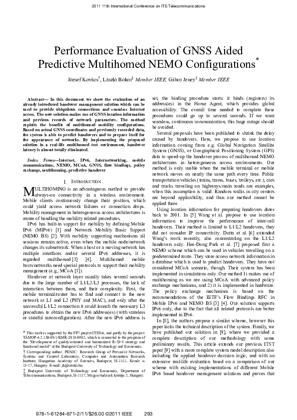 Performance evaluation of GNSS aided predictive multihomed NEMO configurations