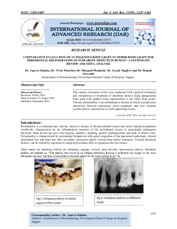 (PDF) COMPARATIVE EVALUATION OF AUTOGENOUS BONE GRAFT VS OTHER BONE ...
