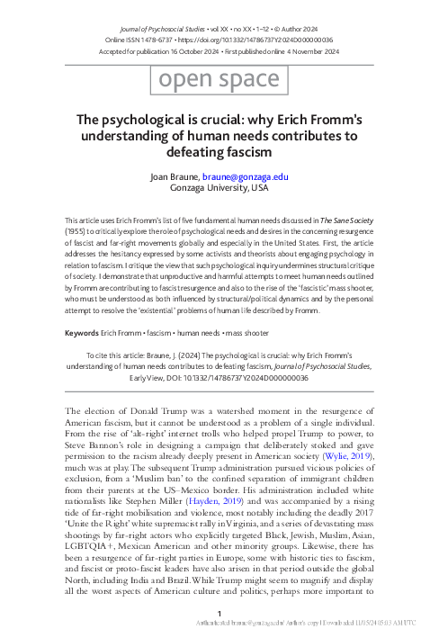 (PDF) The psychological is crucial: Why Erich Fromm’s understanding of ...