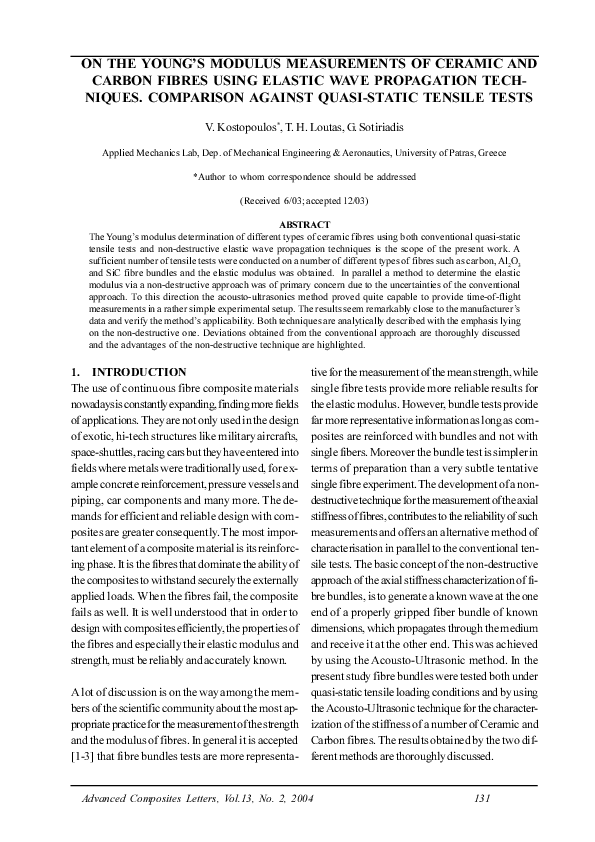 (PDF) On the Young's Modulus Measurements of Ceramic and Carbon Fibres ...