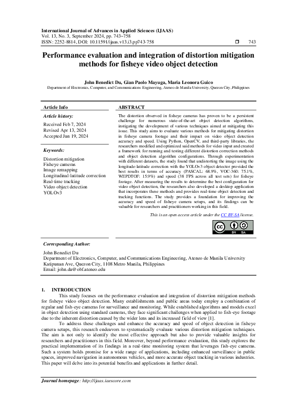 (PDF) Performance evaluation and integration of distortion mitigation methods for fisheye video ...