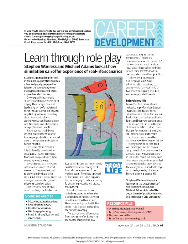 (PDF) Learn through role play | stephen Wanless - Academia.edu