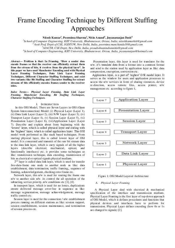 (PDF) Frame Encoding Technique by Different Stuffing Approaches.