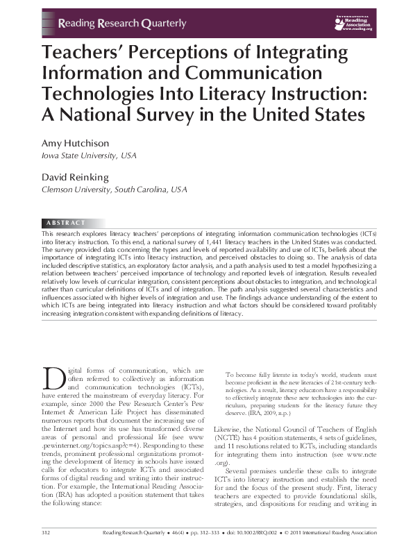 (PDF) Teachers’ Perceptions of Integrating Information and ...