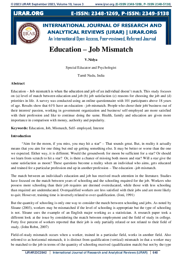 (PDF) EDUCATION - JOB MISMATCH