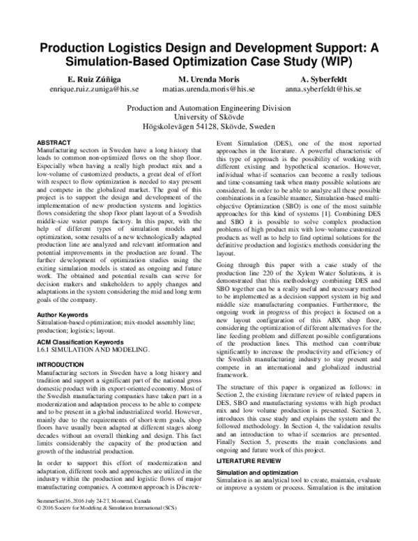 (PDF) Production logistics design and development support through simulation-based optimization ...