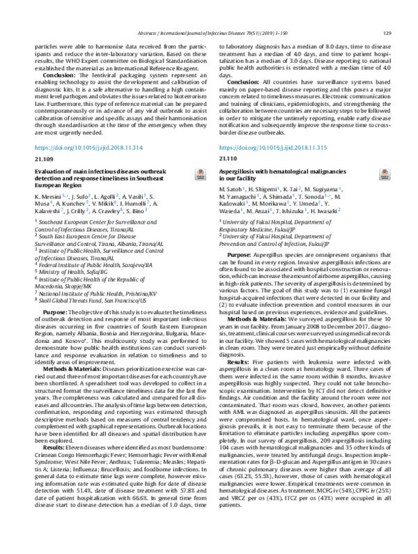 Pdf Evaluation Of Main Infectious Diseases Outbreak Detection And