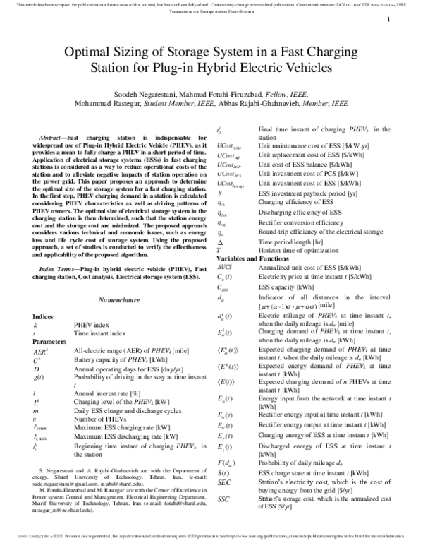 (PDF) Optimal Sizing of Storage System in a Fast Charging Station for ...