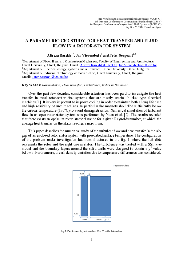 (PDF) A parametric-CFD study for heat transfer and fluid flow in a rotor-stator system
