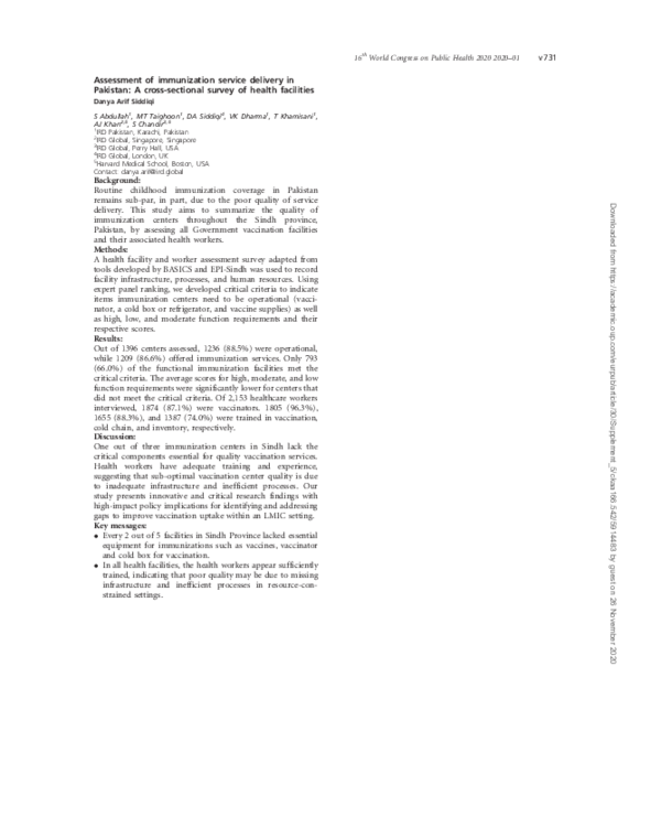 (PDF) Assessment of immunization service delivery in Pakistan: A cross-sectional survey of ...