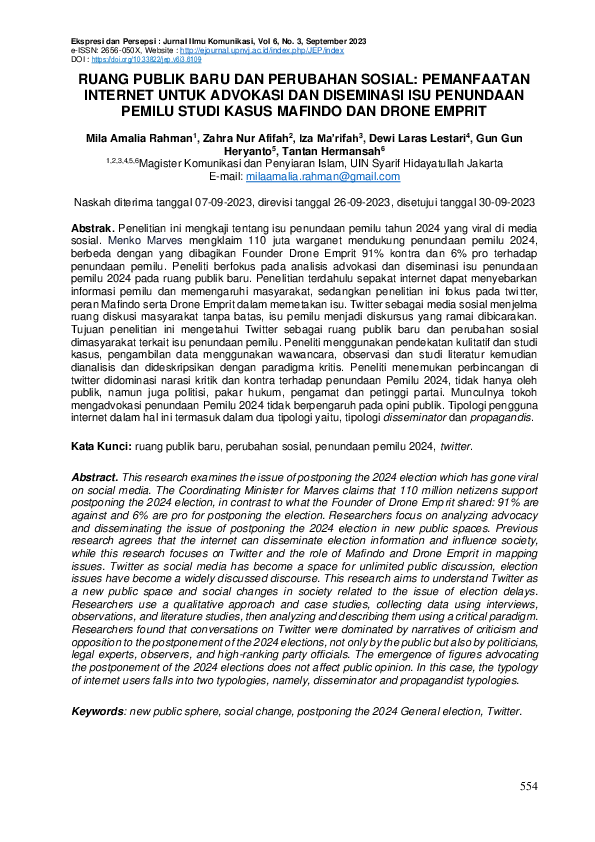 (PDF) Ruang Publik Baru Dan Perubahan Sosial: Pemanfaatan Internet Untuk Advokasi Dan Diseminasi ...