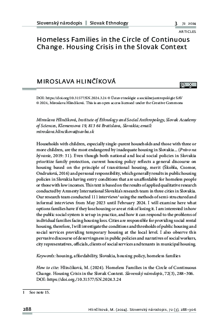 (PDF) Homeless Families in the Circle of Continuous Change. Housing ...