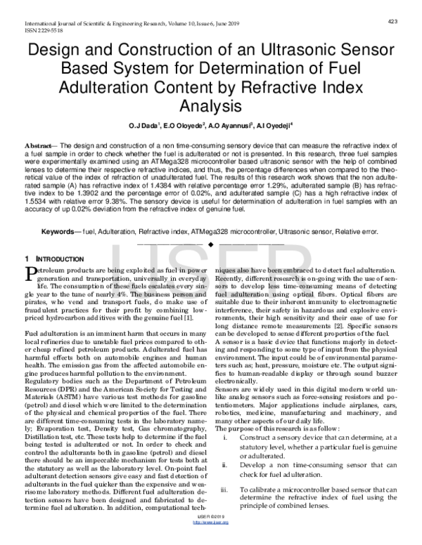 (PDF) Design and Construction of an Ultrasonic Sensor Based System for ...