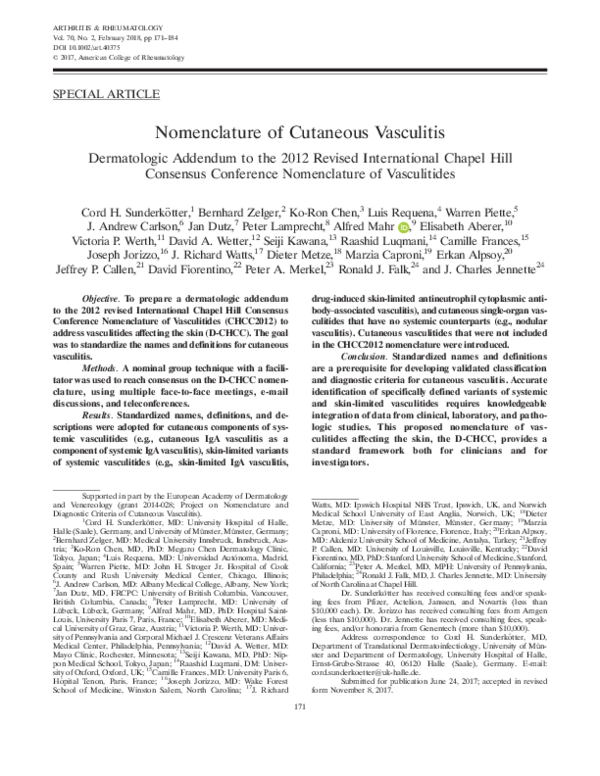 (PDF) Nomenclature of Cutaneous Vasculitis