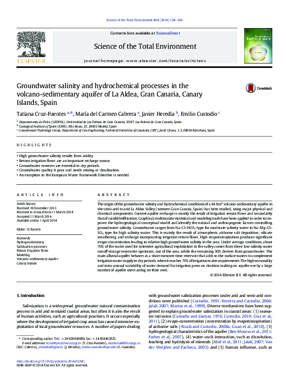 (PDF) Groundwater salinity and hydrochemical processes in the volcano ...