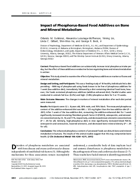 (PDF) Impact of Phosphorus-Based Food Additives on Bone and Mineral ...
