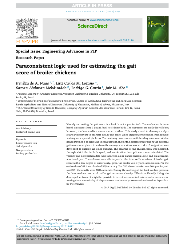 (PDF) Paraconsistent logic used for estimating the gait score of ...