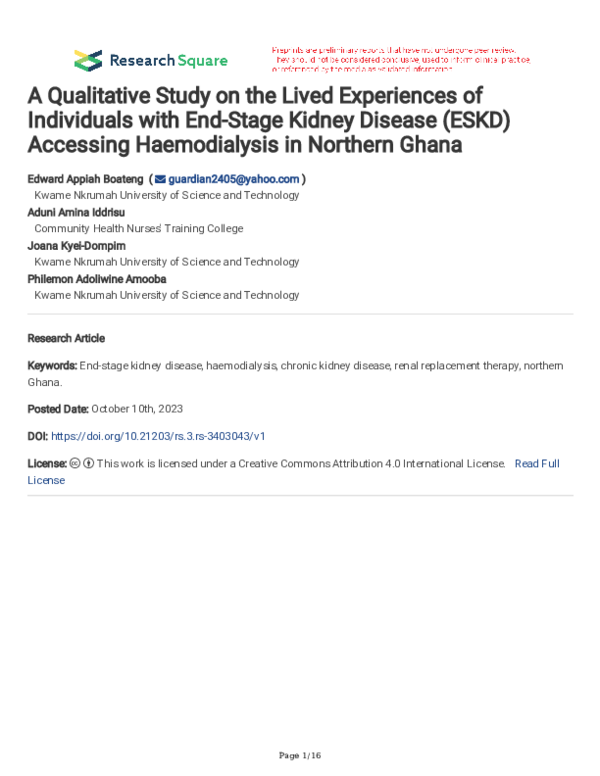 (PDF) A Qualitative Study on the Lived Experiences of Individuals with ...