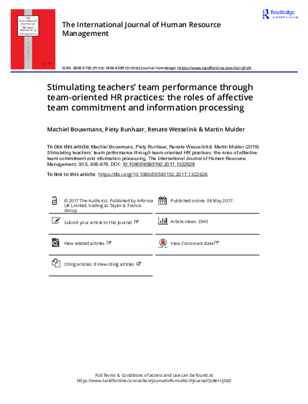 (PDF) Stimulating teachers’ team performance through team-oriented HR ...