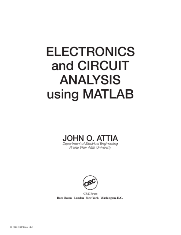 (PDF) Electronics and Circuit Analysis Using MATLAB