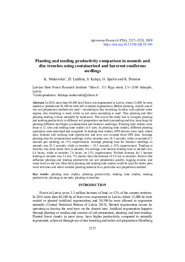 (PDF) Planting and tending productivity comparison in mounds and disc ...