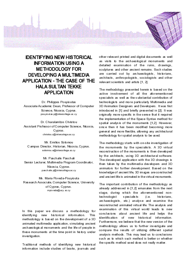 (PDF) Identifying New Historical Information Using a Methodology for Developing a Multimedia ...