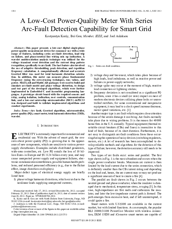 (PDF) A Low-Cost Power-Quality Meter With Series Arc-Fault Detection ...