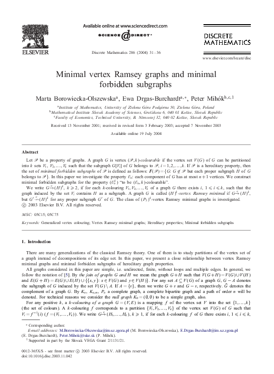 (PDF) Vertex Ramsey Graphs with Minimal Subgraphs