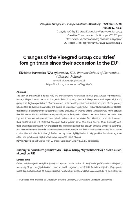 (PDF) Changes of the Visegrad Group countries’ foreign trade since ...