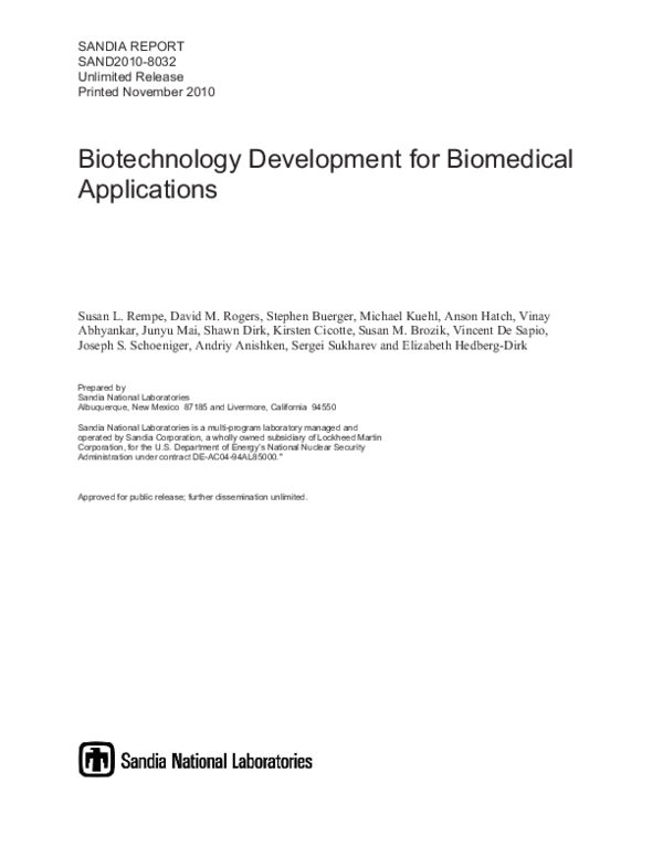 (PDF) Biotechnology development for biomedical applications