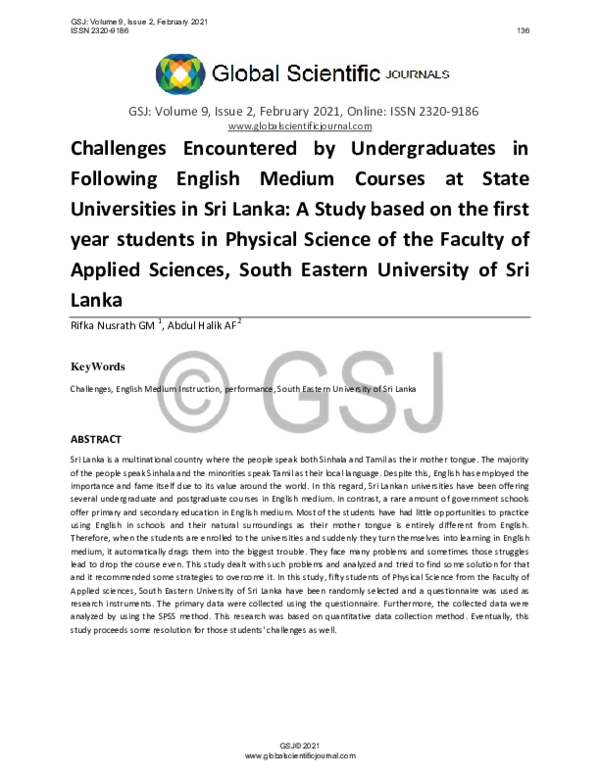 (PDF) Challenges Encountered by Undergraduates in Following English ...