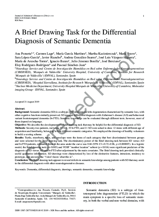 (PDF) A Brief Drawing Task for the Differential Diagnosis of Semantic ...