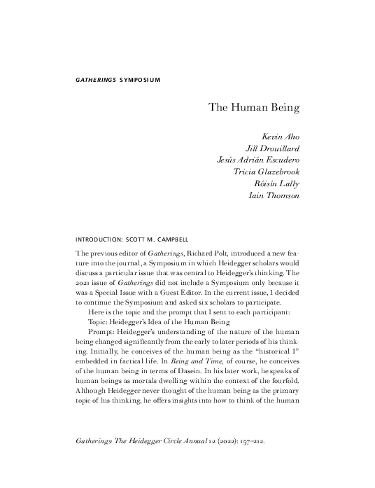 (PDF) The Human Being-Symposium