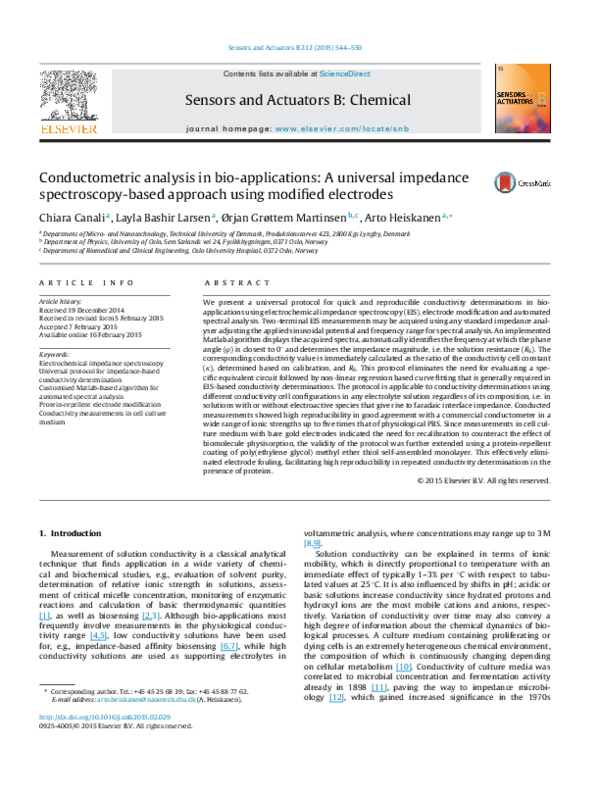 (PDF) Conductometric analysis in bio-applications: A universal ...