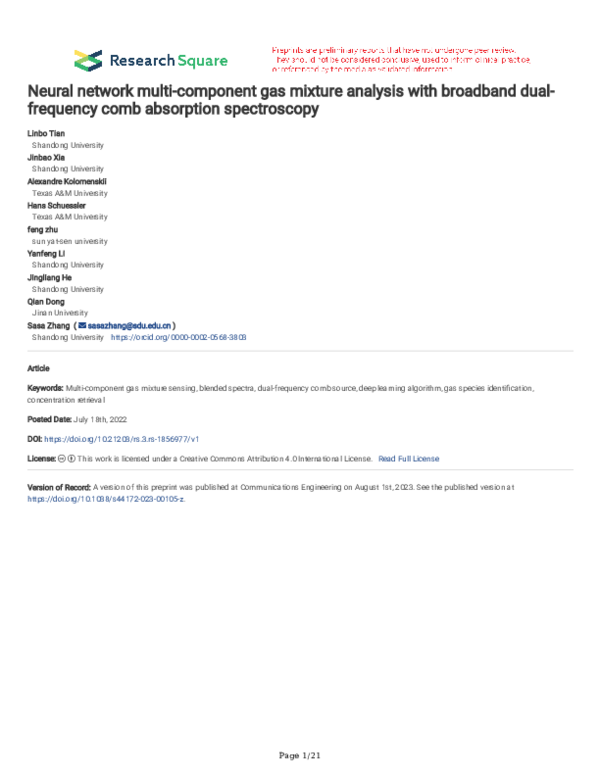 (PDF) Neural network multi-component gas mixture analysis with broadband dual-frequency comb ...