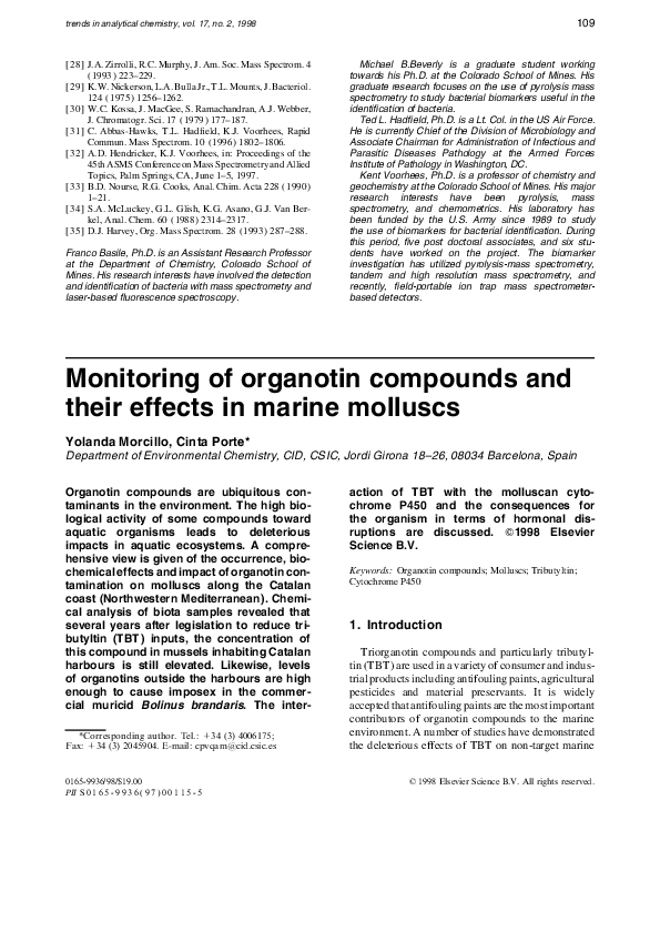 (PDF) Monitoring of organotin compounds and their effects in marine ...