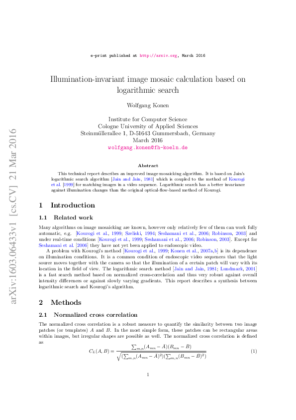 Pdf Illumination Invariant Image Mosaicking Algorithm