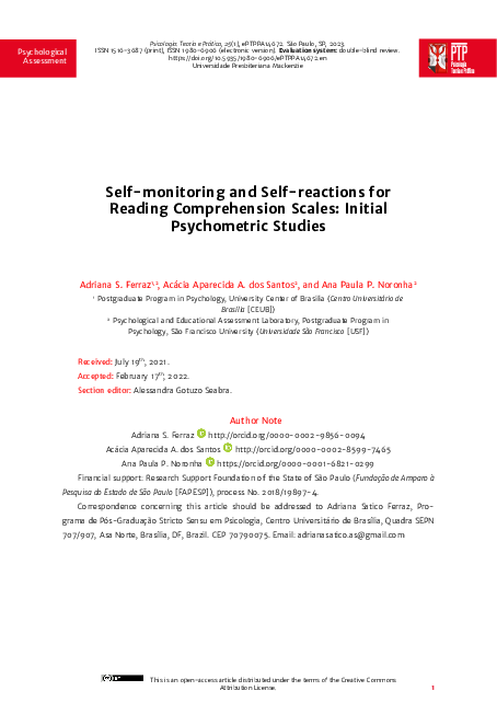 (PDF) Self-monitoring and Self-reactions for Reading Comprehension ...