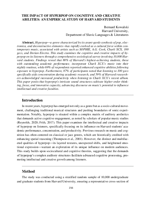 (PDF) The Impact of Hyperpop on Cognitive and Creative Abilities: An ...