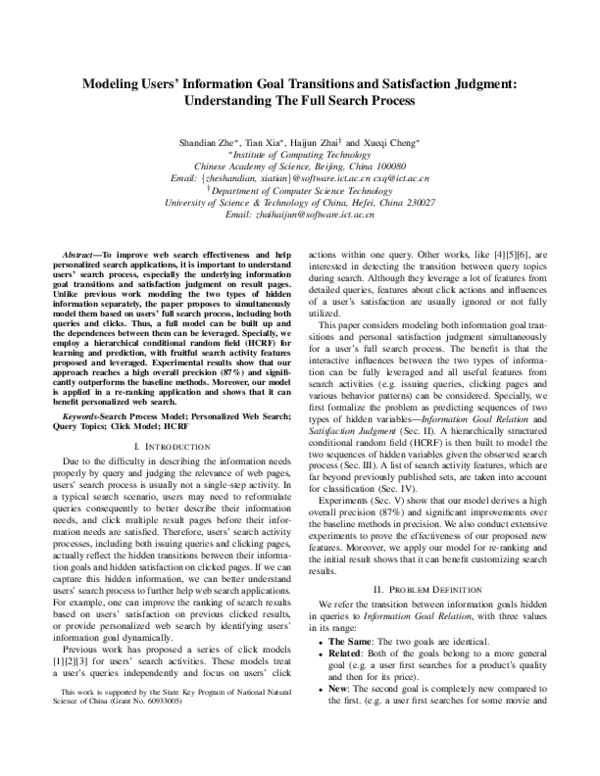 (PDF) Modeling Users' Information Goal Transitions and Satisfaction ...