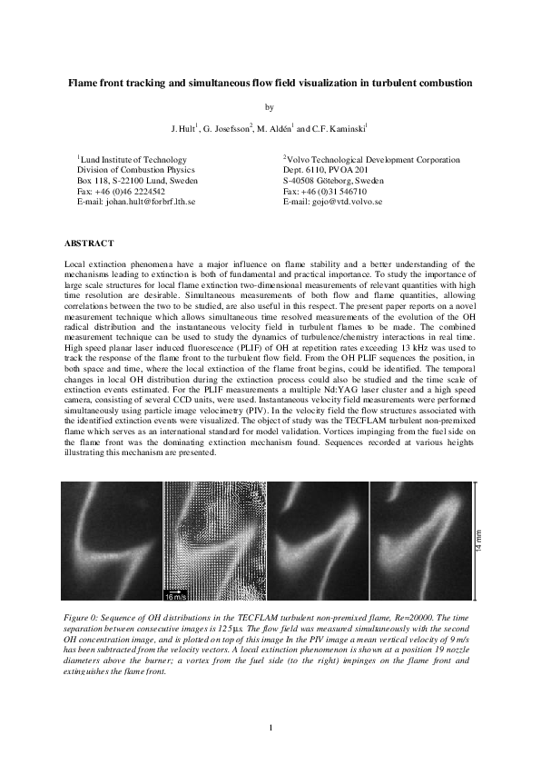 (PDF) Flame front tracking and simultaneous flow field visualization in ...