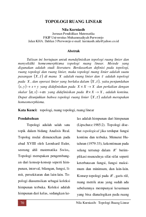 (PDF) Topologi Ruang Linear