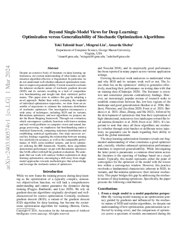 (PDF) Beyond Single-Model Views for Deep Learning: Optimization versus Generalizability of ...