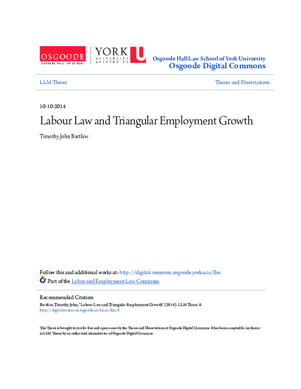 (PDF) Labour Law and Triangular Employment Growth