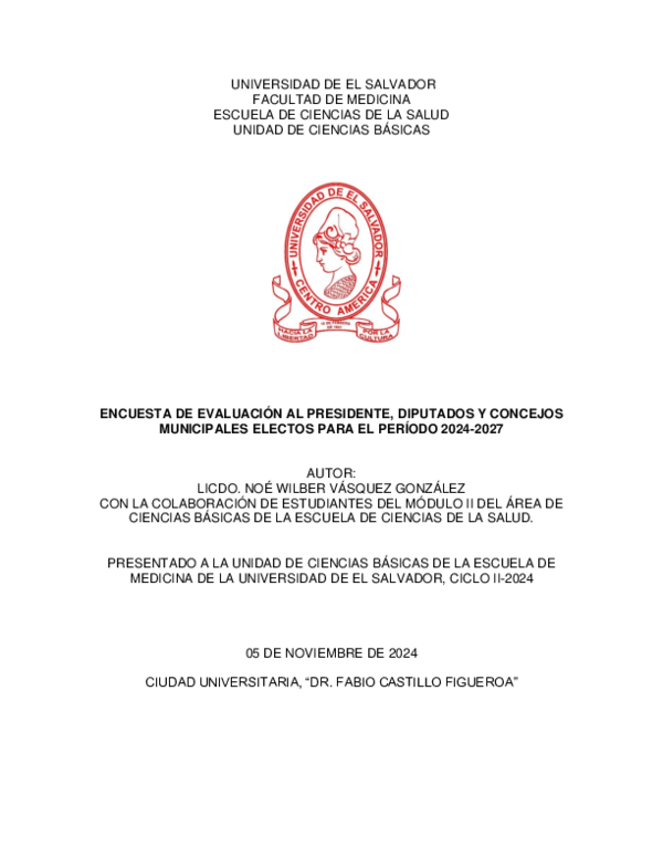 (PDF) ENCUESTA DE EVALUACIÓN AL PRESIDENTE, DIPUTADOS Y CONCEJOS MUNICIPALES ELECTOS PARA EL ...